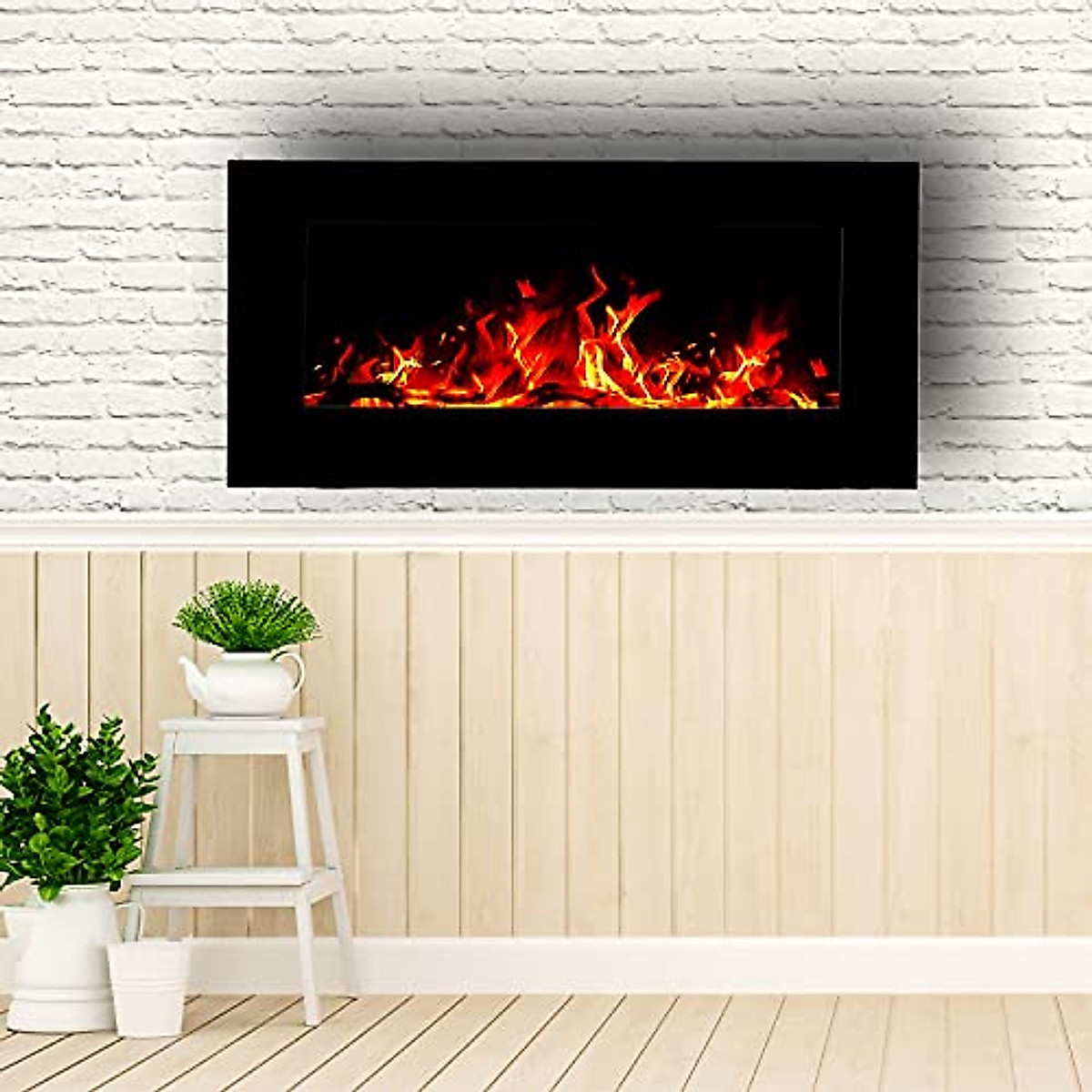 Jarka&Co 34 Inch Wall Mounted Electric Fireplace, Freestanding or Hanging Portable Room Heater with Remote