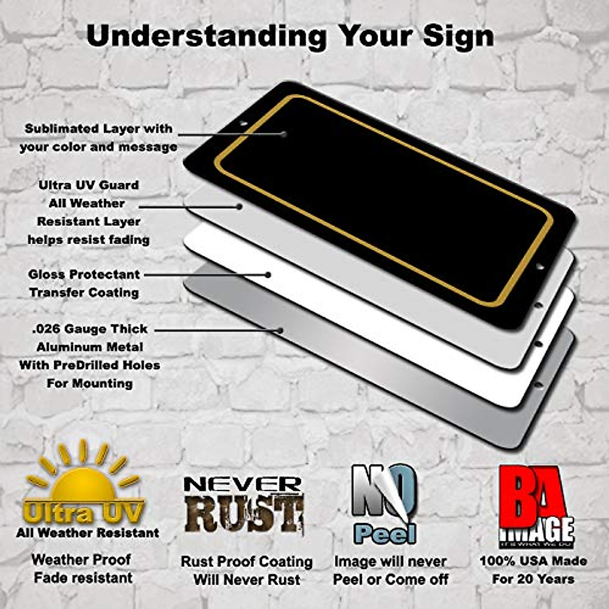 BA IMAGE Personalized Custom Black 015 Aluminum Metal Sign with Your Message! (9x12 Black w/Antique, Horizontal)