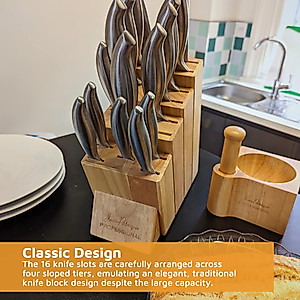 Chef Universal Knife Block Without Knives | 16 Slot | Durable Knife Block & Storage | by Jean Patrique