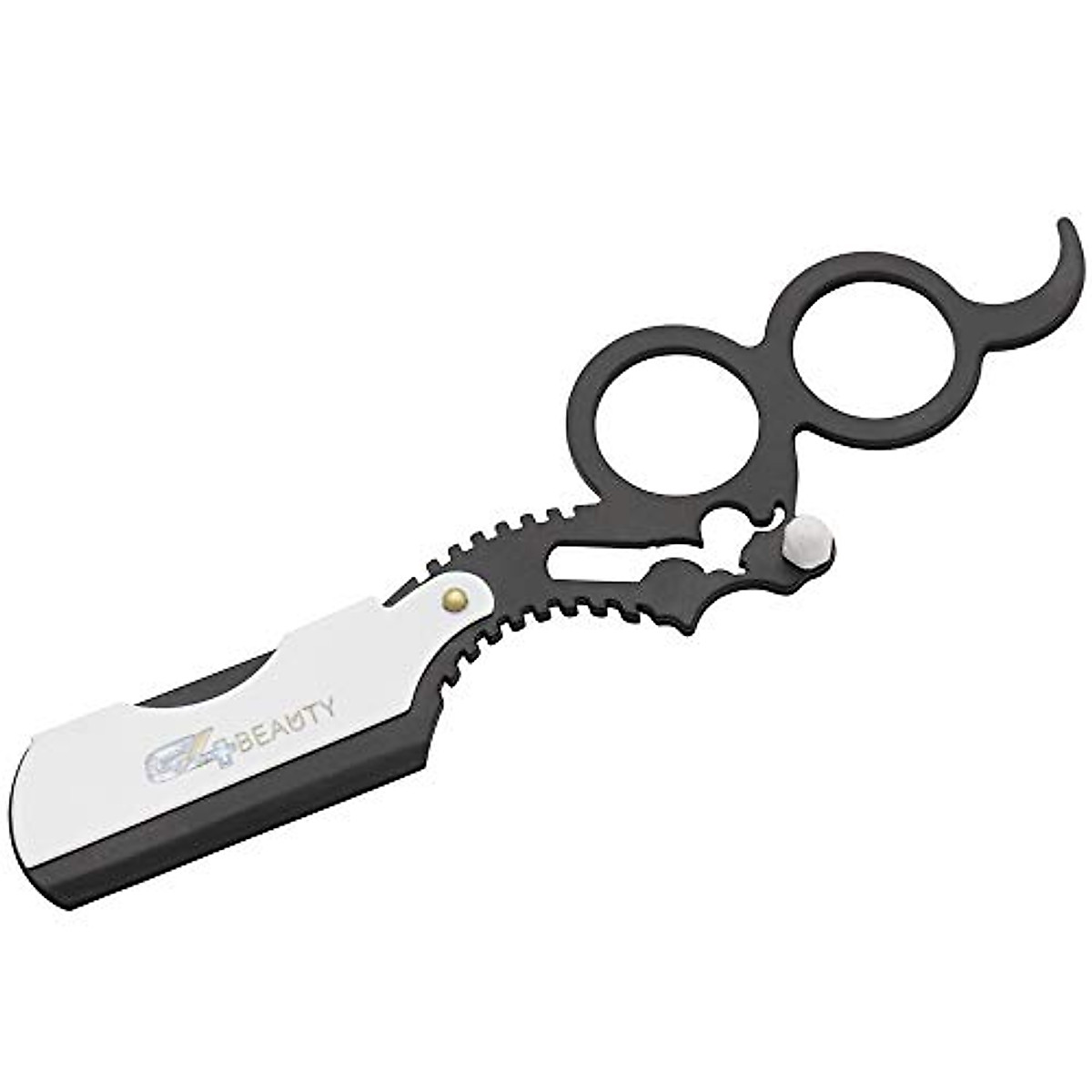 G4 Vision Universal Replaceable Half Blade Straight Razor with 100 Blades, Professional Double Ring Barber Single Edge Shave Razor (White Black)