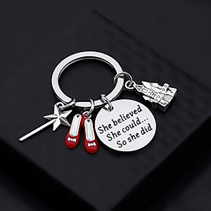 BAUNA Wizard Inspired Ruby Red Slippers Keychain She Could Movie Fan Jewelry(Oz Keychain)