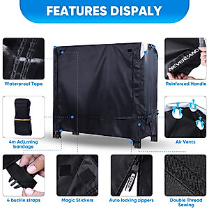 NEVERLAND Firewood Rack Cover 4ft Waterproof Outdoor Heavy Duty for Firewood Log Rack Fireplace Holder Storage Covers Black