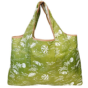 allydrew Large Foldable Tote Nylon Reusable Grocery Bags, 5 Pack, Carefree Paradise