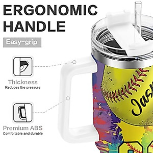 Catygift - Colorful Softball Player - Gift For Sport Lover - Personalized Customized 40oz Tumbler With Handle Can Change Color