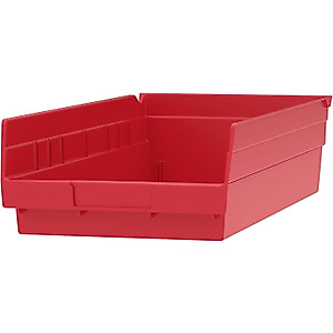 Akro-Mils 30158 Plastic Nesting Shelf Bin Box, (18-Inch x 8-Inch x 4-Inch), Red, (12-Pack)