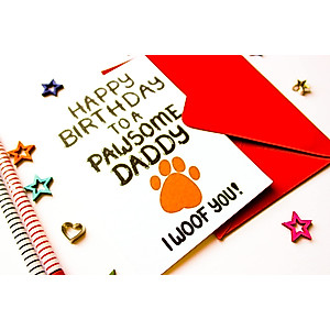 Pawsome Daddy Birthday, Dog Dad Birthday Card, Cute Birthday Card For A Dog Daddy From Dog, Pet Owner Fur Baby