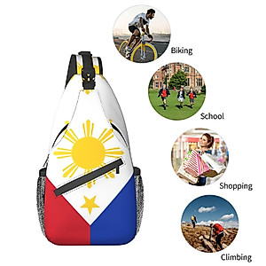 Hicyyu Philippine Flag-5 Outdoor Crossbody Shoulder Bag For Unisex Young Adult Hiking Sling Backpack