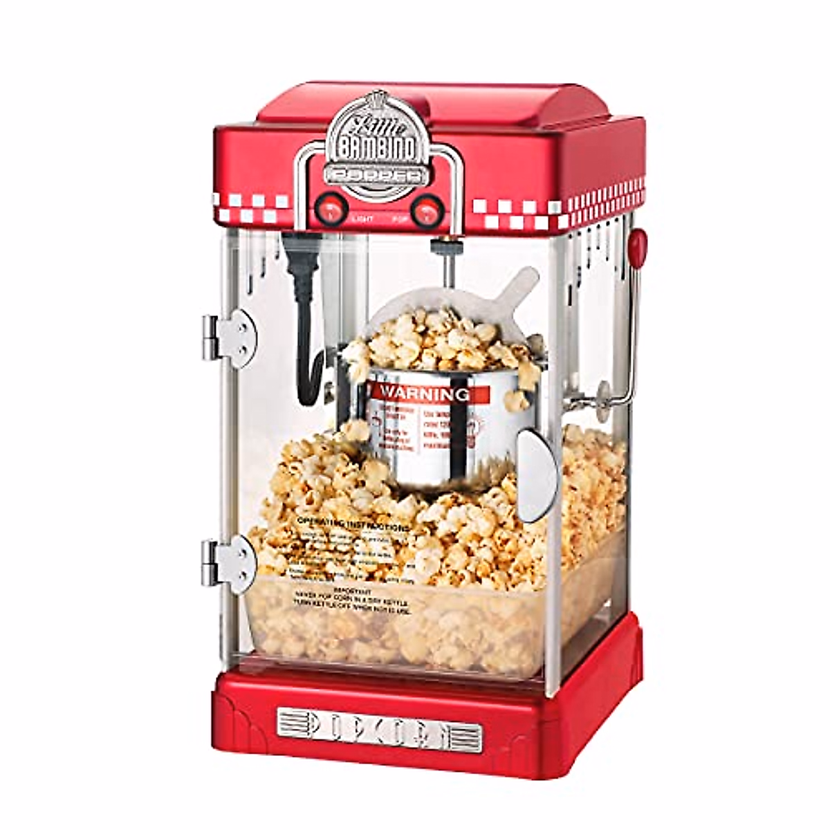 Little Bambino Popcorn Machine - Old Fashioned Popcorn Maker, 2.5 Oz Kettle, Measuring Cups, Scoop, and Serving Cups by Great Northern Popcorn (Red) (112832EAE)