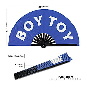 Boy Toy Hand Fan Foldable Bamboo Circuit Hand Fan Funny Gag Slang Words Expressions Statement Gifts Festival Accessories Rave Handheld Circuit Event Fan Clack Fans (Blue)