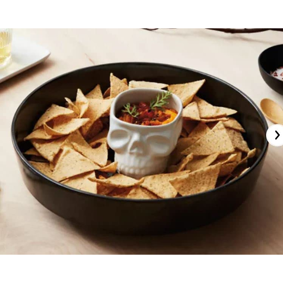 Halloween Stoneware Serving Trays- Plates and Bowls - Occult Gothic Tableware (Chips and Dip)