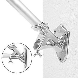LOMETY Stainless Steel Heavy Duty Flag Pole Holder，Wall Mount House & Estate Flag Pole Bracket， Flag Pole mounting Bracket 2 Positions for 1“ Flag Pole (Silver)