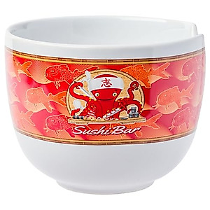 Silver Buffalo Disney Pixar Monsters Inc Harryhausen's Octopus Chef Sushi Bar Ceramic Ramen Noodle Rice Bowl with Chopsticks and Spoon, Microwave Safe, 20 Ounces