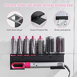 Welltop Storage Holder for Dyson Airwrap Styler Accessories, Wall Mounted Stand with Adhesive, Curling Iron Accessories Storage Shelf Fits for Bathroom Bedroom Hair Salon Barbershop