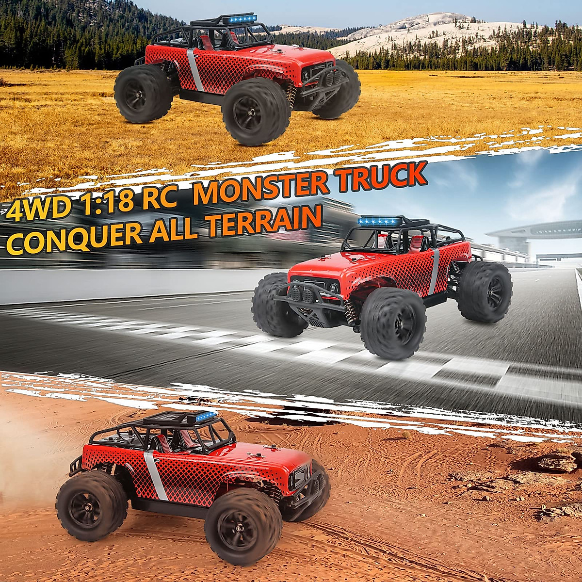 BESWIT 1:18 RC Cars, 40 KM/H Fast Off Road Remote Control Car, 4WD All Terrain High Speed RC Truck for Adult Kids