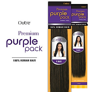 2-PACK DEALS ! Outre Human Hair Weave Premium Purple Pack Yaki (12", 1B)