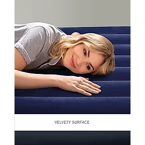 Intex 64758E Dura-Beam Standard Downy Air Mattress: Fiber-Tech, Full Size, 10in Bed Height, 600lb Weight Capacity, Pump Sold Separately