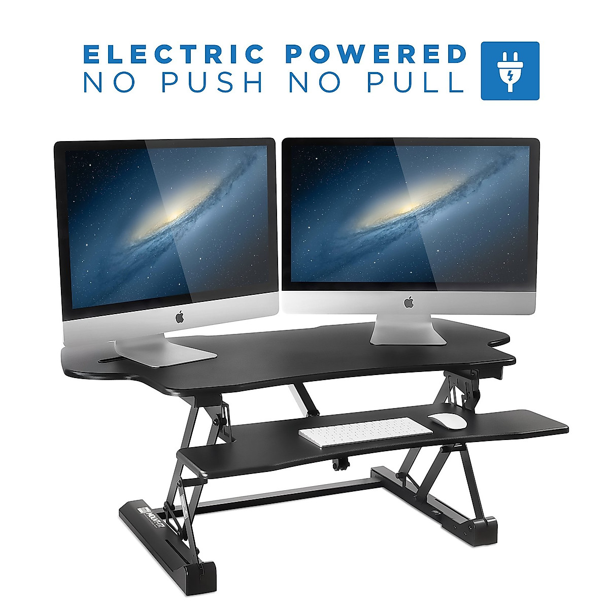 Mount-It! Electric Standing Desk Converter, 48 Inch Extra Wide Motorized Sit Stand Desk with Built in USB Port, Ergonomic Height Adjustable in Black (MI-7962)