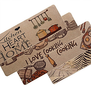 Carvapet 2 Pieces Non-Slip Rubber Back Kitchen Runner Set Floor Mats Bathroom Rug Doormat Runner, 18"x59"+18"x30", Kitchen