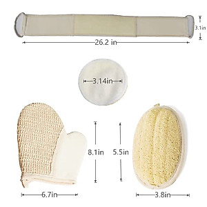 Natural Loofah Exfoliating Body Sponge Scrubber, Back Scrubber (5 Pack), Made with Eco-Friendly and Biodegradable Shower Luffa Sponge, Loofah for Women and Men, for Skin Care in Bath Spa Shower