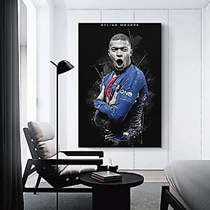 BFXLMKI Kylian Mbappe Poster Wall Art Prints Canvas painting for room aesthetic Decor ready to hanging 12x18inch(30x45cm) Unframe
