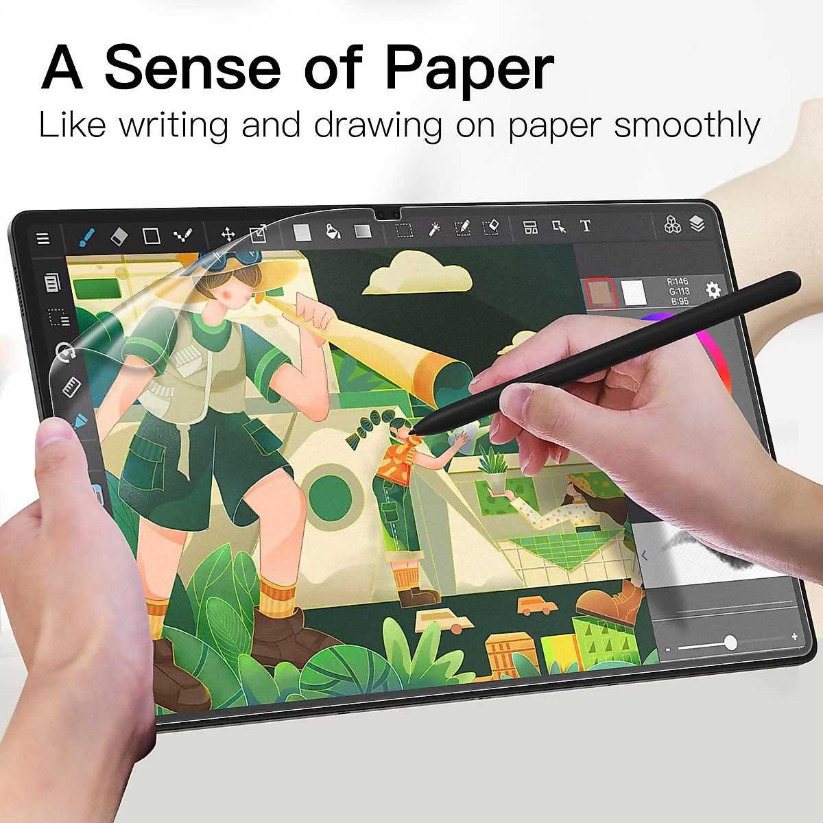 JETech Paper Screen Protector for Samsung Galaxy Tab S10 Ultra/Tab S9 Ultra 14.6-Inch, Anti-Glare, Matte PET Film for Drawing, 1-Pack