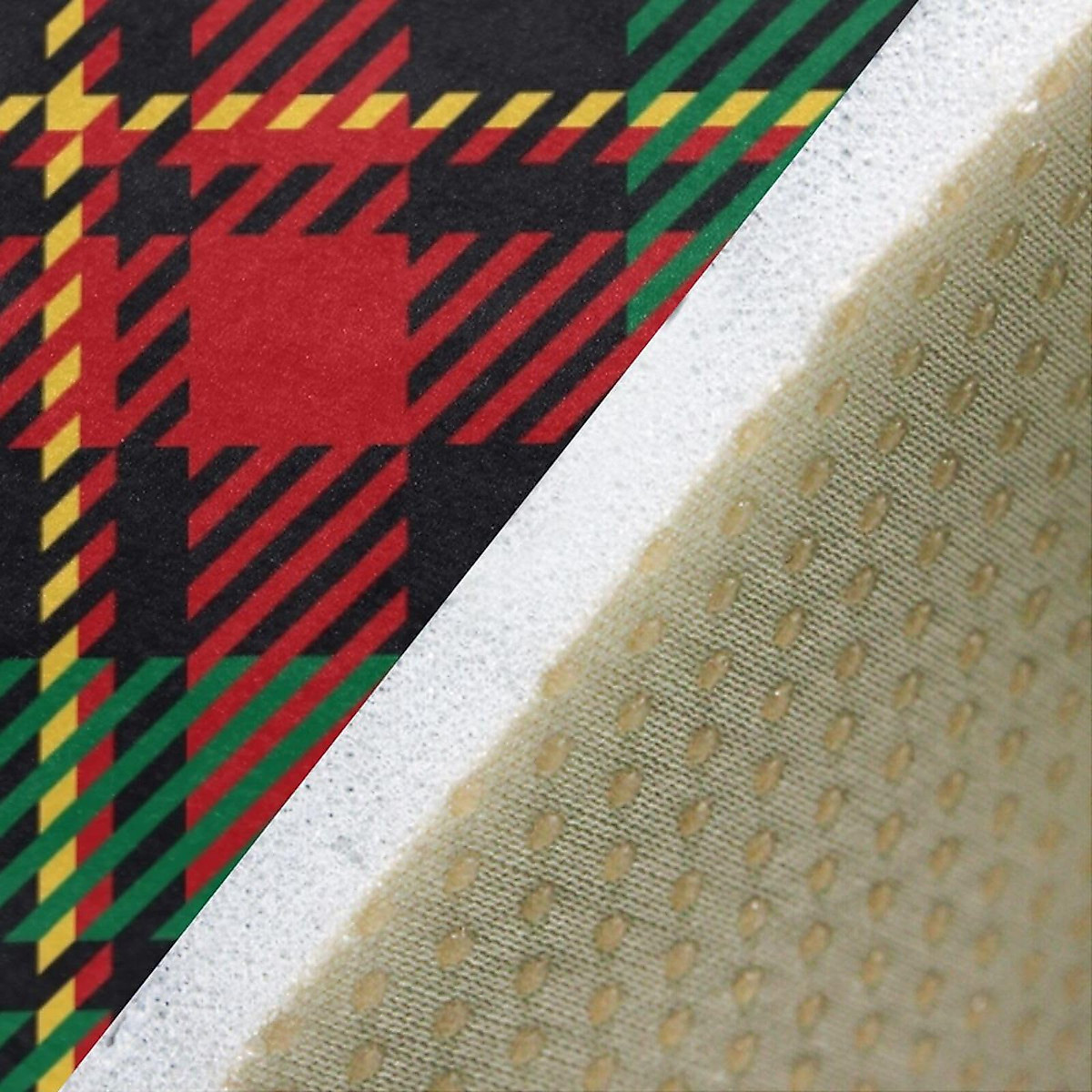 Doormat Welcome Door Mat-Plaid in Red Green Yellow Black Christmas,Living Room Kitchen Floor Mat Home Indoor Outdoor Decoration 24X16INCH