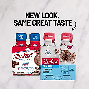 SlimFast Meal Replacement Shake, Original Creamy Milk Chocolate, 10g of Ready to Drink Protein for Weight Loss, 11 Fl. Oz Bottle, 4 Count (Packaging May Vary)
