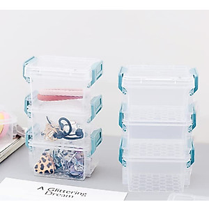 5 Pack Small Plastic Box, SIYOMG 3 Tiers Clear Plastic Organizer with Locking Lids, Small Plastic Storage Containers for Crafts, Stationery, Jewelry, Sewing Accessories Classroom Home Supplies