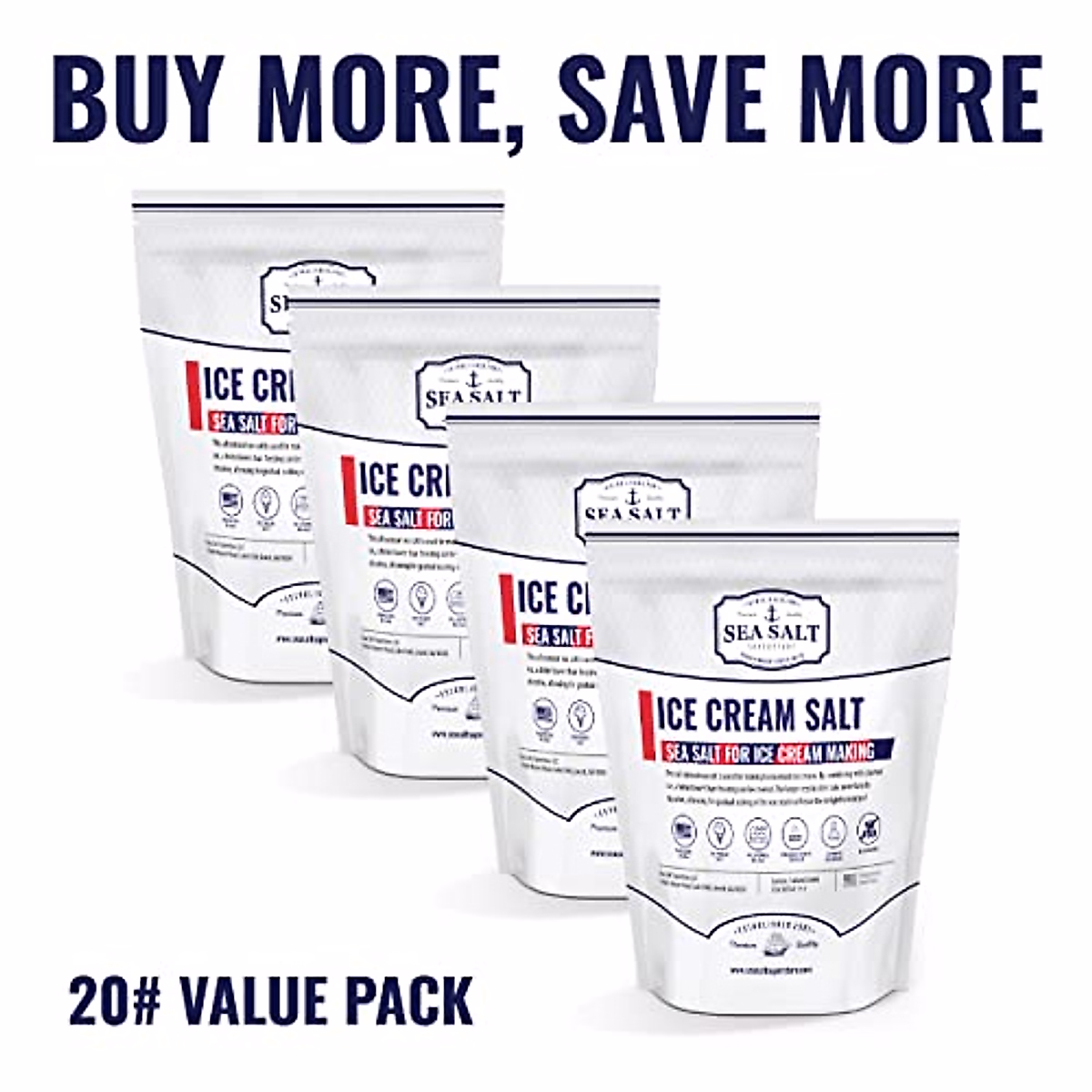 Ice Cream Salt - All-Natural Rock Salt for Ice Cream Maker, Universally Compatible with All Ice Cream Makers that Use Rock Salt - Exceptionally High Food-Grade Quality - 5 Lb. Bag