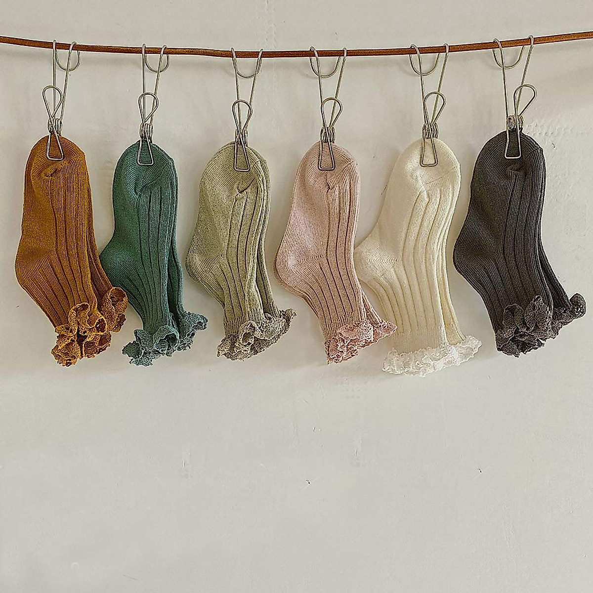 Ashmyova Baby Girls Vintage Ankel Lace Socks Toddler Ruffles Casual Dress Socks 6 Pack Size 6-24Months