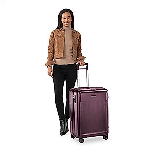 Briggs & Riley Sympatico Hardside Medium Spinner Luggage, Plum, 27-Inch Checked