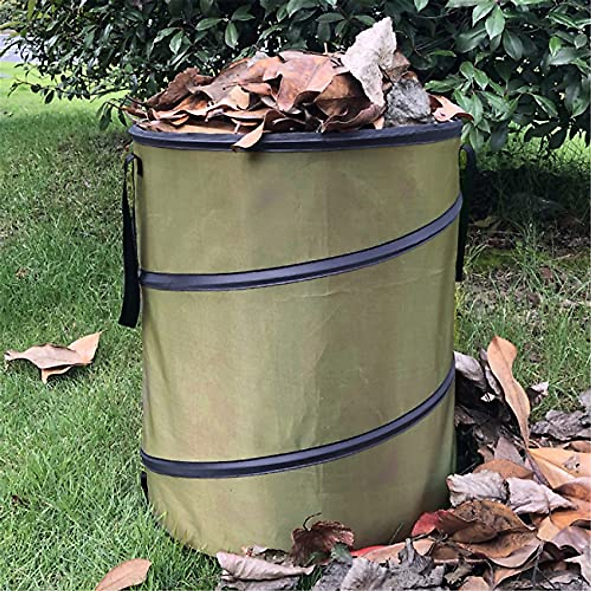 TraveTR TraveT Heavy Duty Garden Bin Pop Up Camp Trash Can for Garbage Litter Storage Collection Armygreen