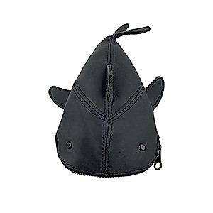 Hide & Drink, Zippered Coin Pouch, Shark Shaped Case, Stuffed Animal, Bank, Change Bag, Pencil Purse, Shark Shaped Cable Holder, Full Grain Leather, Handmade Wallet, Charcoal Black