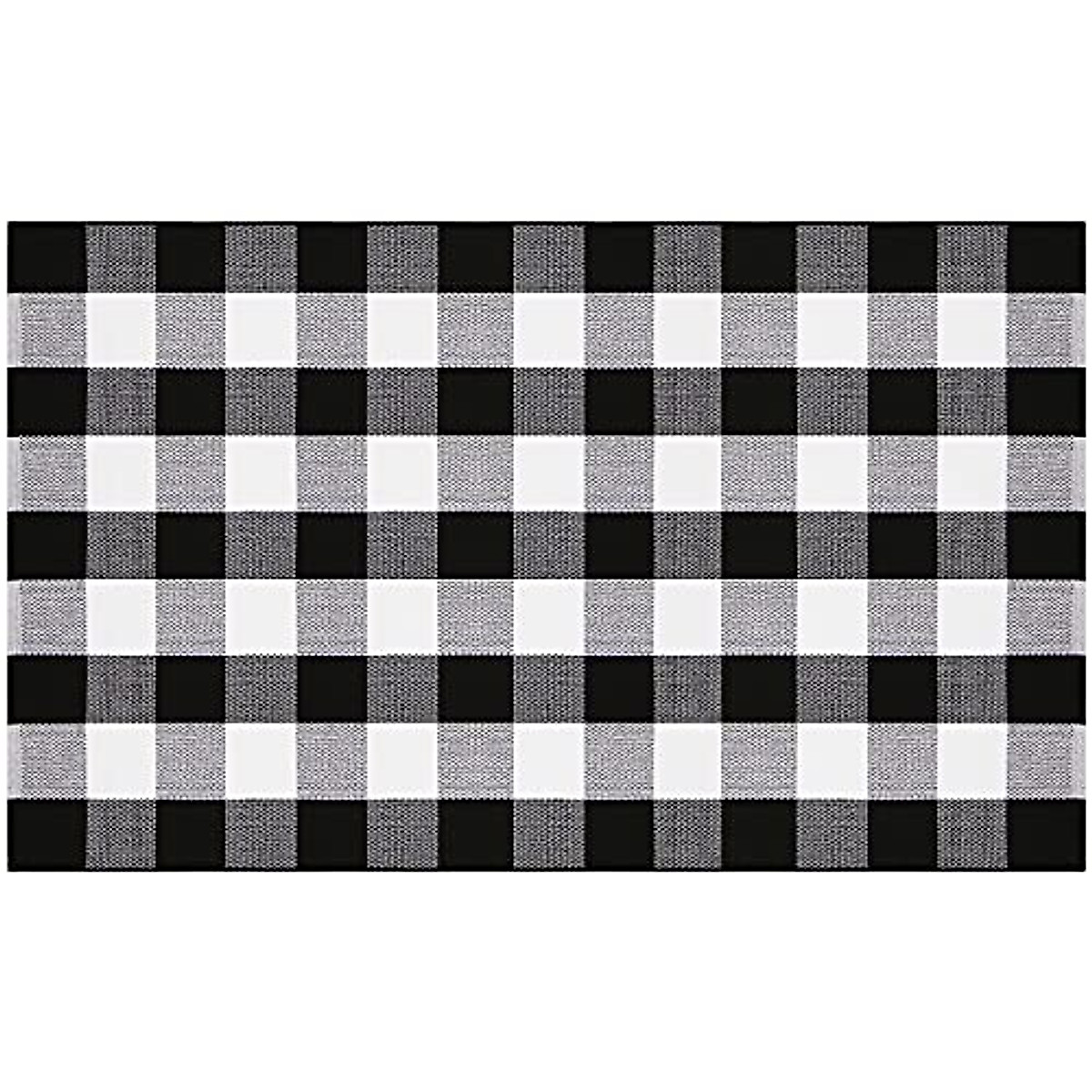 SHACOS Large Cotton Area Rug 4'x6' Black White Plaid Cotton Woven Rug for Living Room Bedroom Doorway (4' x 6', Black White)