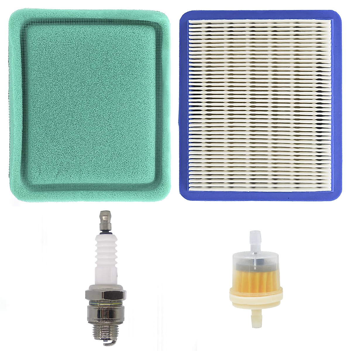 Aulavik 491588 491588S 399959 Air Filter + Pre Filter Spark Plug for B&S 625e 675ex 725ex 625-675 Series and Quantum 3.5-6.75 gross HP Push Mower