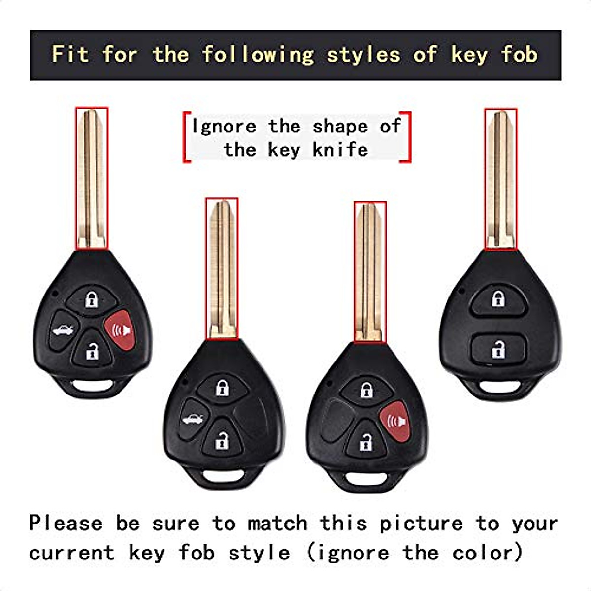 TANGSEN Key Fob Case Cover Compatible with PONTIAC VIBE SCION FR-S IQ TC XB XD for SUBARU BRZ for TOYOTA 4RUNNER AVALON CAMRY COROLLA MATRIX RAV4 VENZA YARIS 2 3 4 Button Keyless Entry Remote