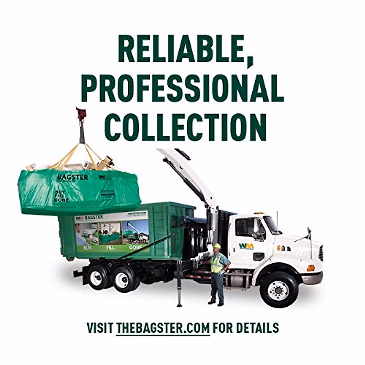 BAGSTER 3CUYD Dumpster in a Bag holds up to 3,300 lb, Green