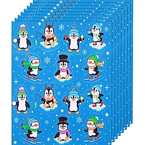 Zonon PVC Cartoon Penguins Stickers, 8 Sheets Waterproof Winter Decals for Indoor Decorations, 112 Pieces Assortment, Warm Gifts for Children, Students, Classmates etc.