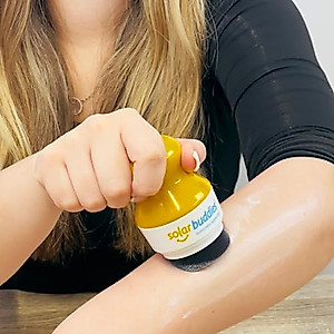 Solar Buddies Sunscreen Applicator - Pink & Green Duo - BPA-Free Refillable Roll on Sponge Sunscreen, Suncream & Lotion Applicator For Kids,Adults & Families - Holds 3.4fl oz, Perfect Size for Travel