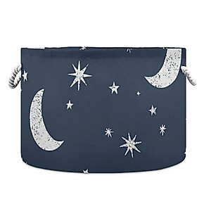 ALAZA Moon Stars and Clouds on The Midnight Sky Storage Basket Gift Baskets Large Collapsible Laundry Hamper with Handle, 20x20x14 in, B06D20005