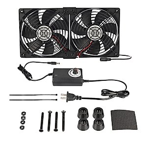 Neukniy 2X 120mm Computer Fan with AC Plug, AC 110V 120V 220V 240V Variable Speed Fan for Mining Machine Cabinet Chassis Server Workstation Cooling