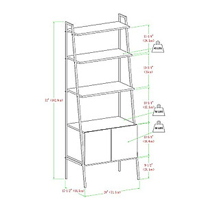 Walker Edison Industrial Wood Ladder Bookcase Home Office Workstation, 72 Inch, Dark Walnut