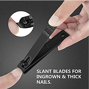 Nail Clippers Black Matte Stainless Steel Fingernail & Thick Toenail & Ingrown Nail clippers (Black)
