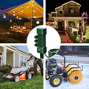 K KASONIC Outdoor Power Stake, Kasonic 6-Outlet 9 ft Extension Cord Power Strip, Double Sided with Weatherproof Safety Flip Covers, ETL Certified Multi-Outlets (Outdoor)