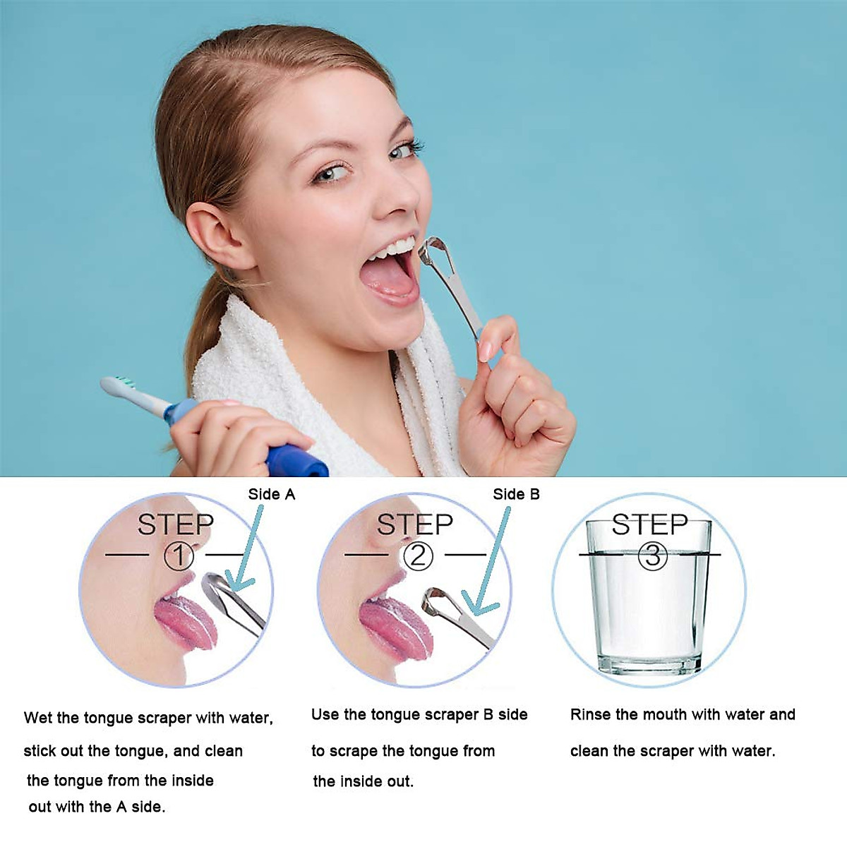 New Version Tongue Scraper Cleaner for Adults & Kids, Medical Grade Metal Tongue Brushes Set for Fresh Breath Dental Eliminate Bad Breath in Seconds