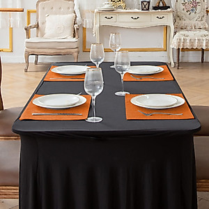 Rinpon Cloth Placemats Set of 8, Linen Type Fabric Placemats Machine Washable Placemats Heat Resistant Placemats Wrinkle Free Thick Polyester Kitchen Place Mats for Dining Table (Orange)