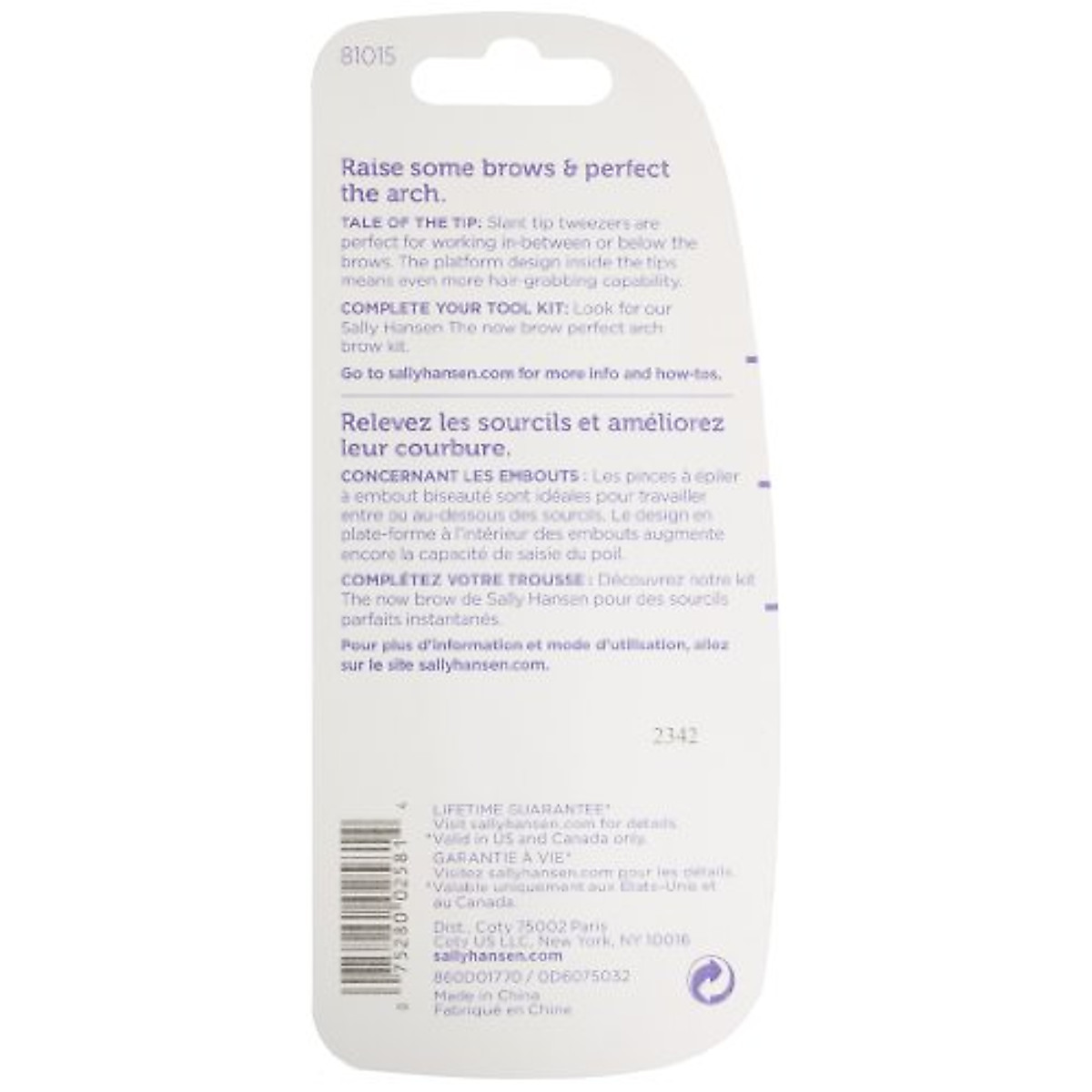 Sally Hansen Raise Some Brows-Slant Tip Tweezer with Platform, Eyebrow Tweezers,Tweezers, Pointed Tweezers, Grasp Hairs Firmly and Securely