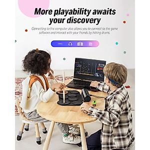 Donner Electronic Drum Set, 7 Pads Electric Drum Pad Roll Up Quiet Drum Pad Built-in Speaker, 40 Drum Lessons Included, Kids Holiday Christmas & Birthday Gift Instrument Toys(DED-20)