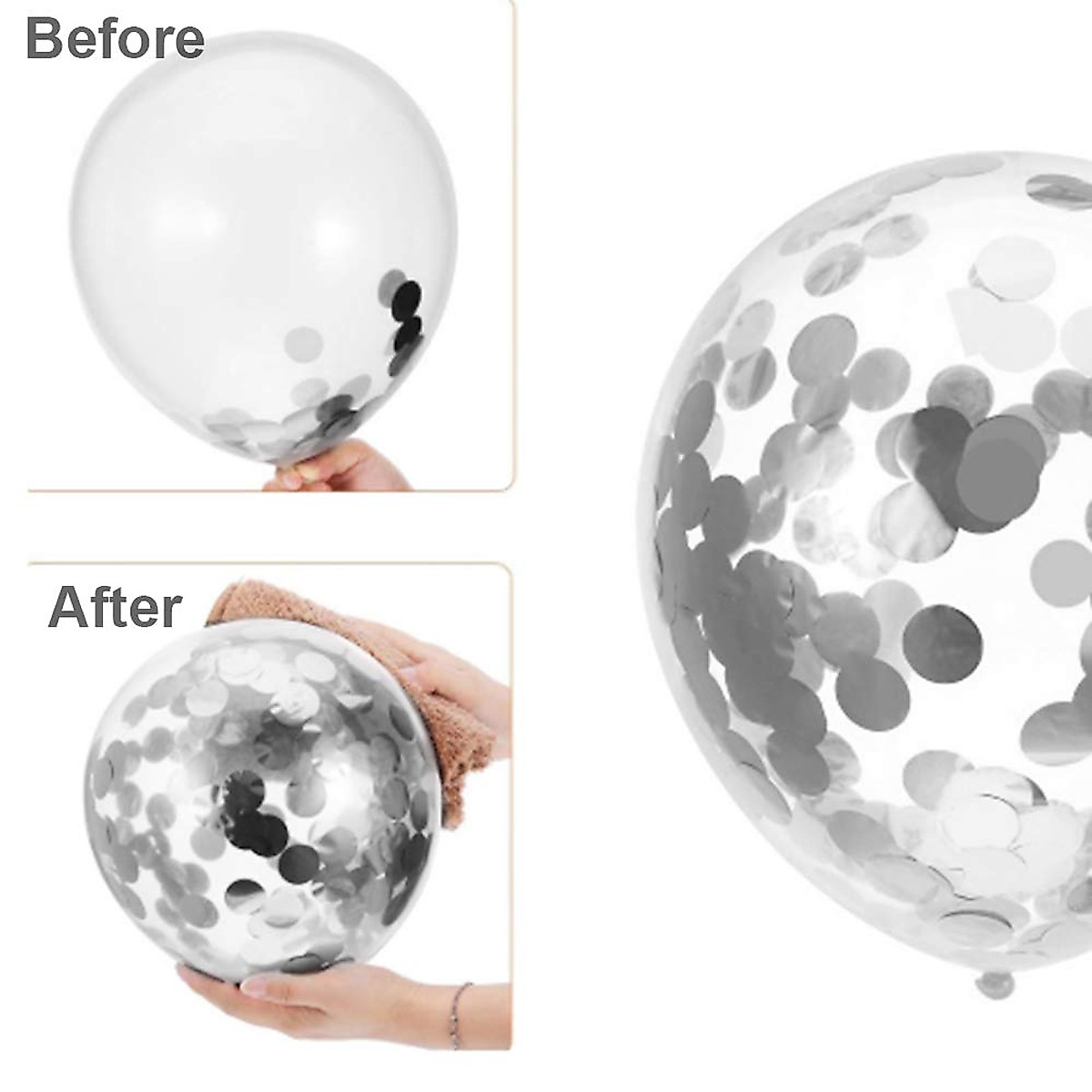 RIIMUHIR White Silver Confetti Party Balloons - 60 Pcs 12inch White Pearl Silver Metallic Chrome Latex Balloon Set with 33Ft Silver...