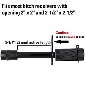 TowWorks 79631 Keyed Unique 5/8" Trailer Hitch Lock with Extra Long 3-1/4" Span, Double Safety Tow Hitch Receiver Locking Pin for Class III IV Hitches with 2" and 2.5" Receivers